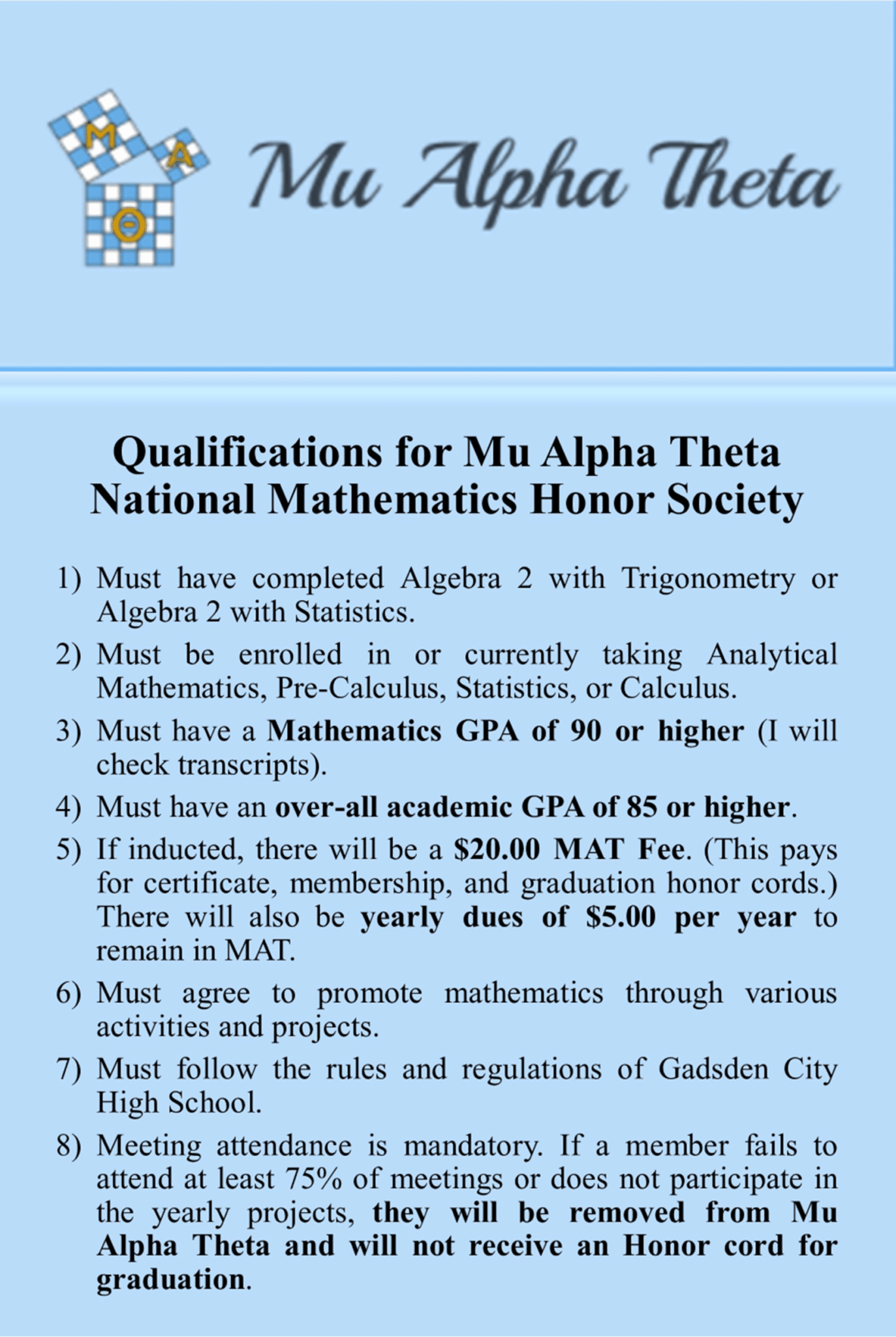 Mu Alpha Theta – Gadsden High School