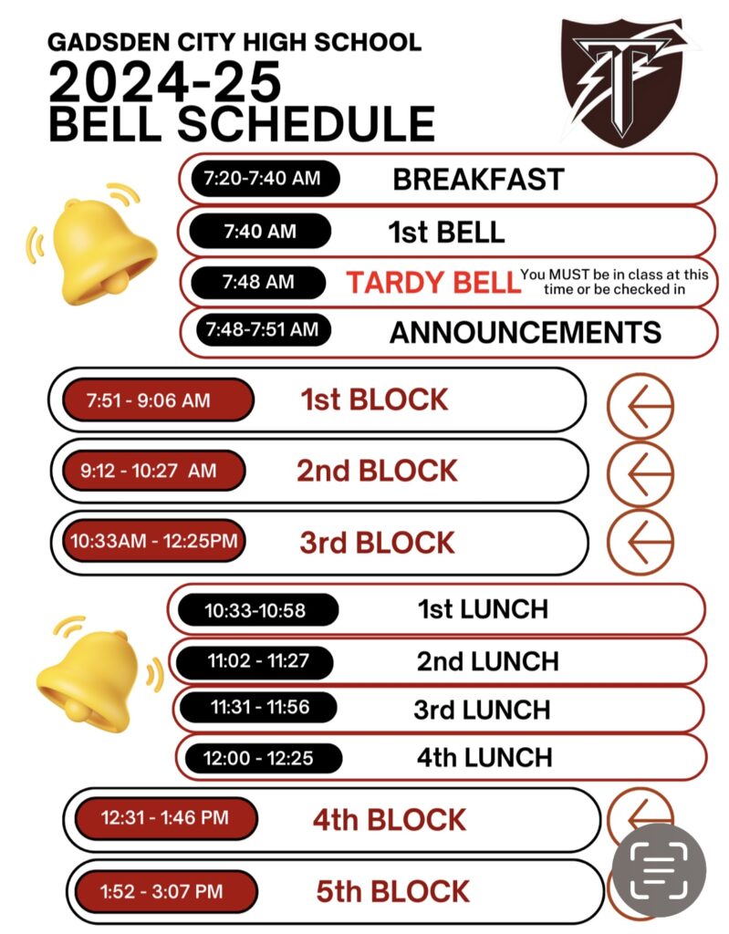2024-2025 Bell Schedule – Gadsden High School